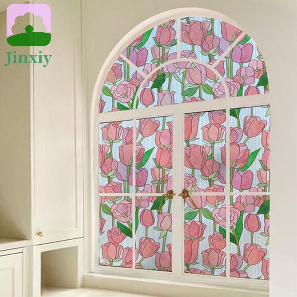 JINXIY Stained Glass Window Sticker, Vintage Frosted Stained Glass ...