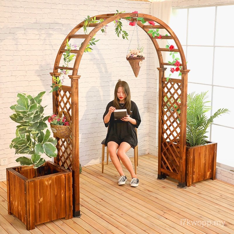 Preservative Wood Half Arch Shaped Door Rattan Climbing Frame Outdoor ...