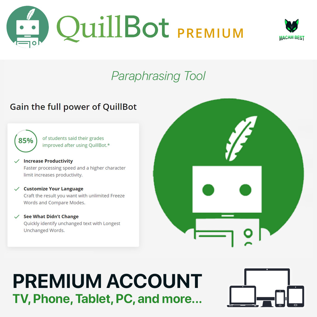 [🔑 Quillbot Private Account] + 📱 Android Devices | 🔒 No Kick Out | 🚀 No Logout | ️ Own Gmail | 💻 ...