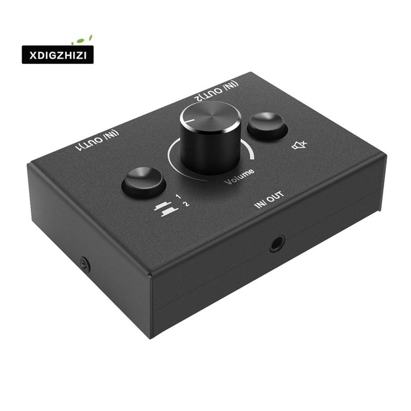 3.5mm 2 Input 1 Output/1 Input 2 Output Audio Splitter Switcher One-Key Mute Button | Shopee ...
