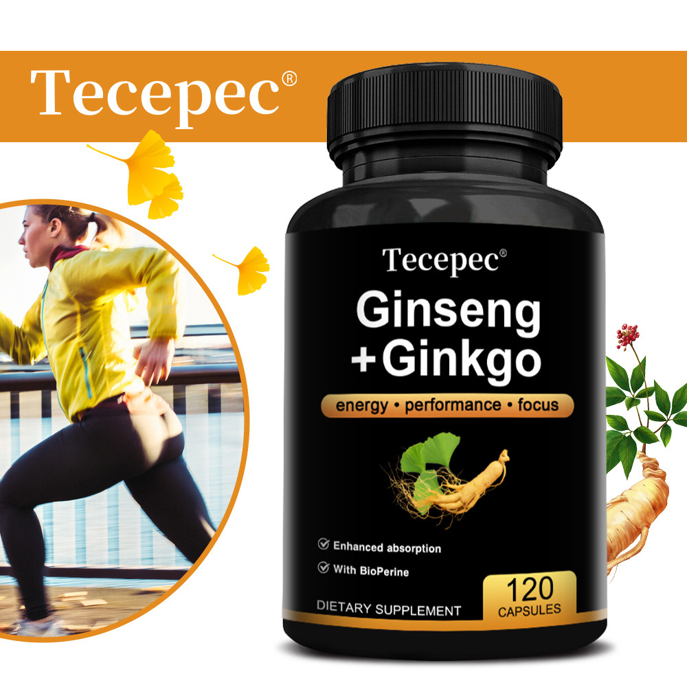 Tecepec Ginseng + Ginkgo Supplement, Supports Brain Health, Blood ...
