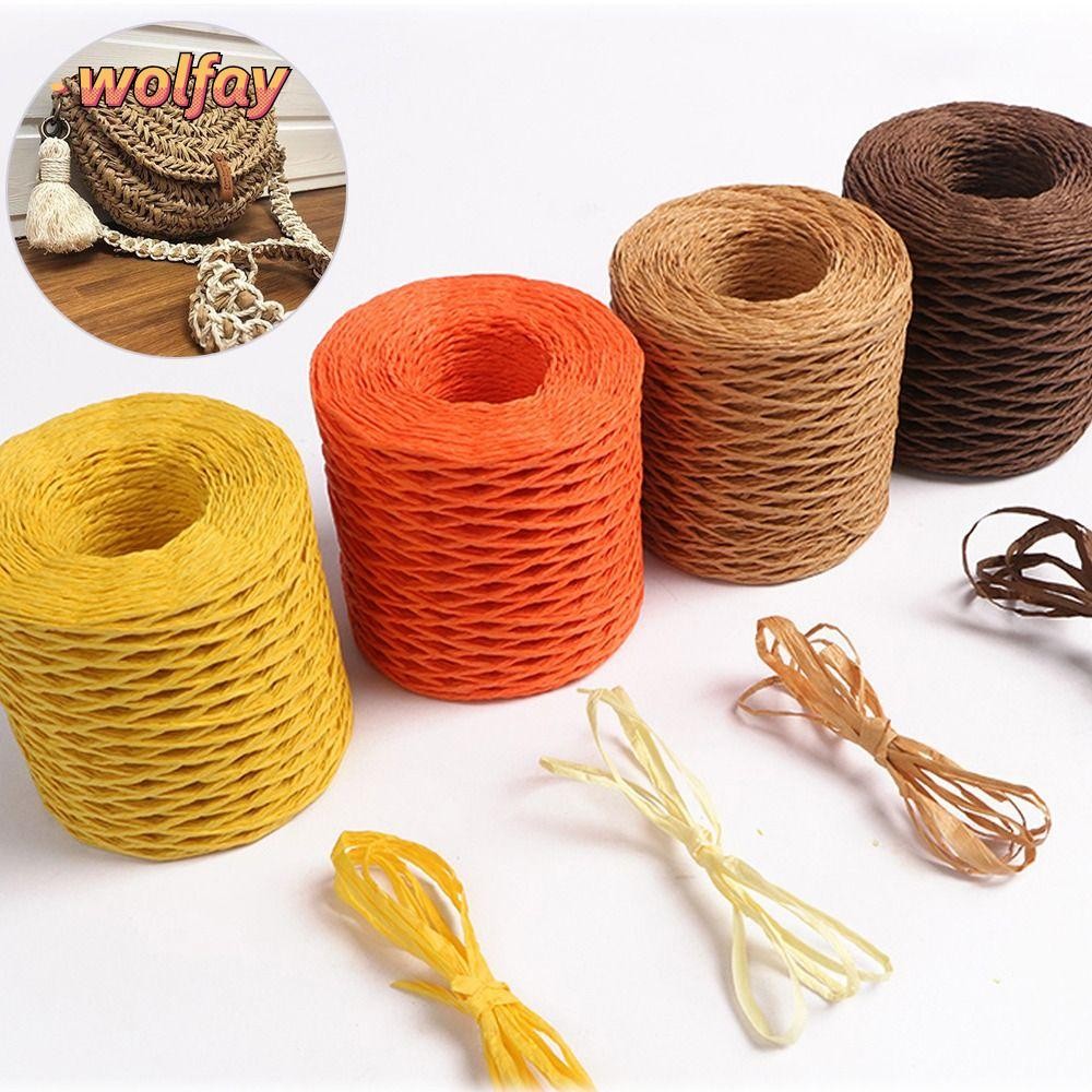 WOLFAY Natural Raffia Straw Yarn, DIY Raffia Ribbon for Gift Wrapping ...