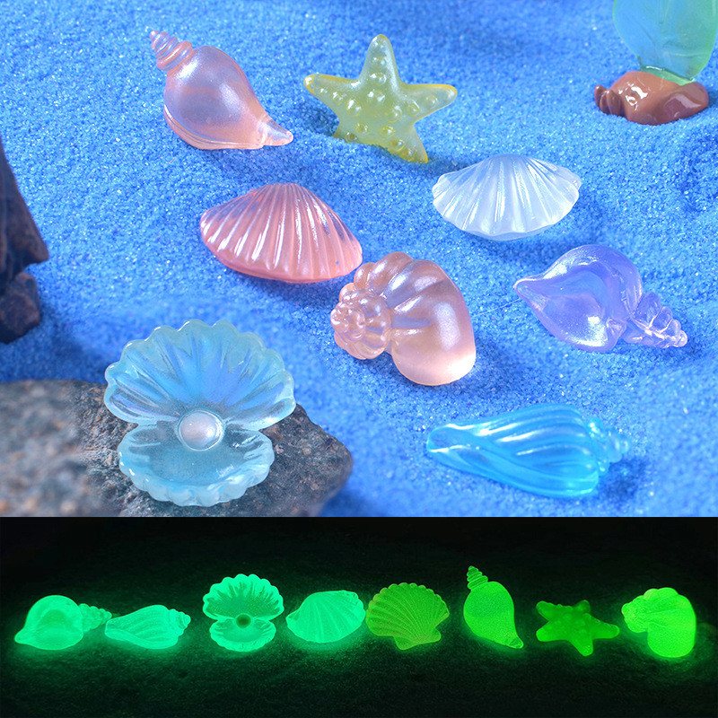 10Pcs Mini Multicolors Luminous Shell Miniatures Diy Resin Ornament ...