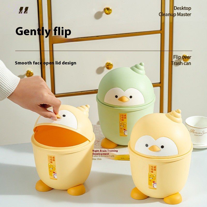 Mini Desktop Trash Can Cartoon Rabbit Plastic Trash Bin Toilet Paper ...