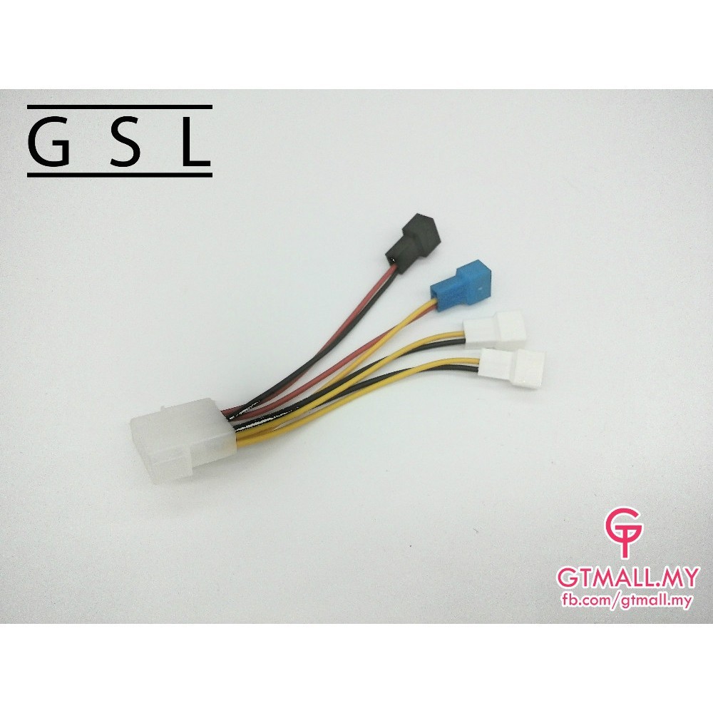 GSL Molex to 4 x 3Pin Cable (12v,12v,7v,5v) code 95 | Shopee Malaysia