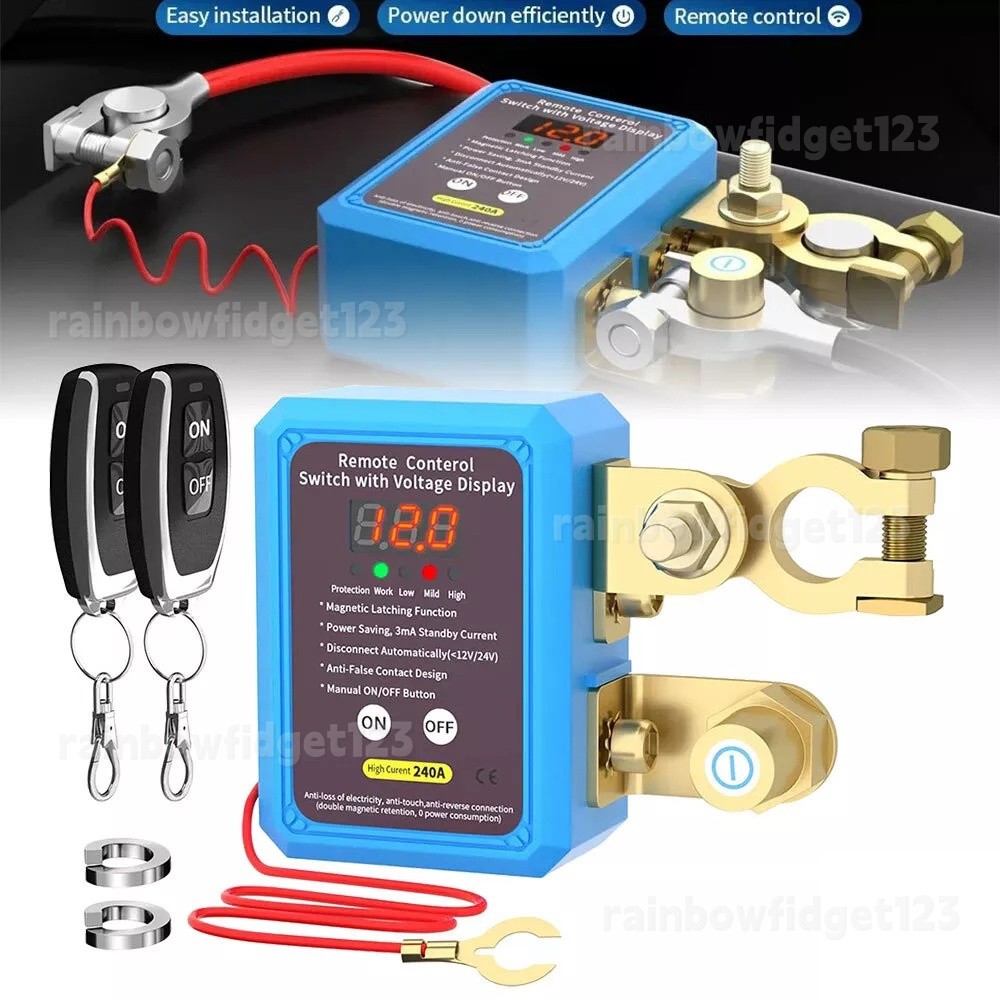 Battery Disconnect Switch, 240A 12V Remote Battery Cut Switch, Auto Accessories with Remote ...