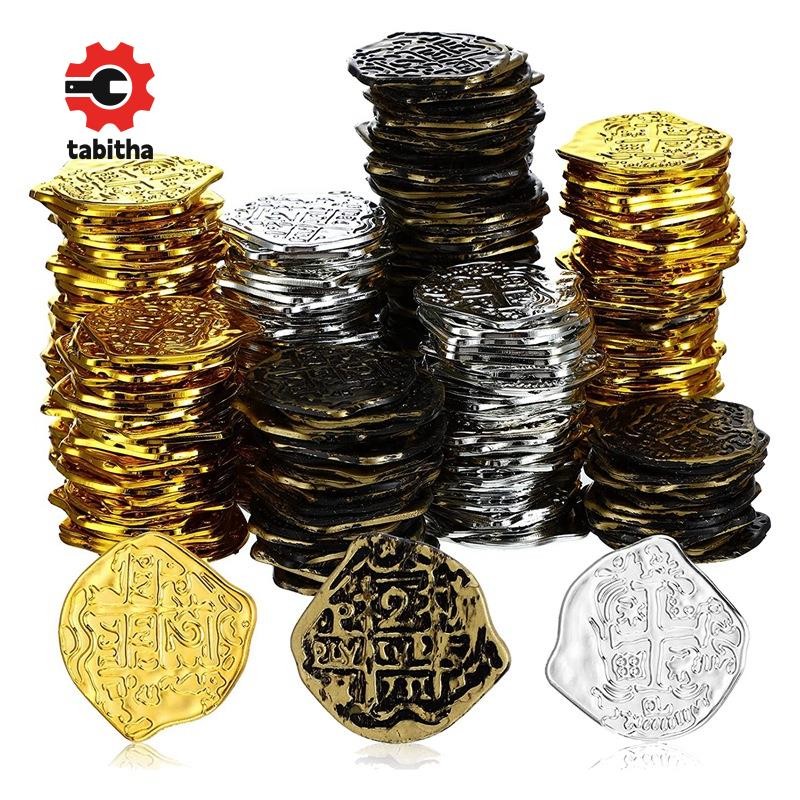 300 Pcs Plastic Gold Coins Pirate Coins Coins for Pirate Treasure Chest ...