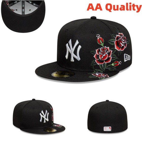 MLB New York Yankees Roses Embroidered Logo Black Fitted Hat Fully ...