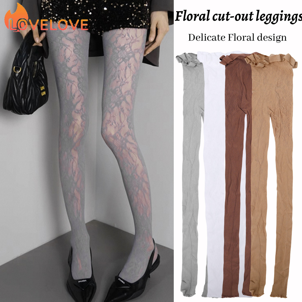 Adorable Floral Hollow Silk Stockings - Vintage Y2K Delicate Patterned ...
