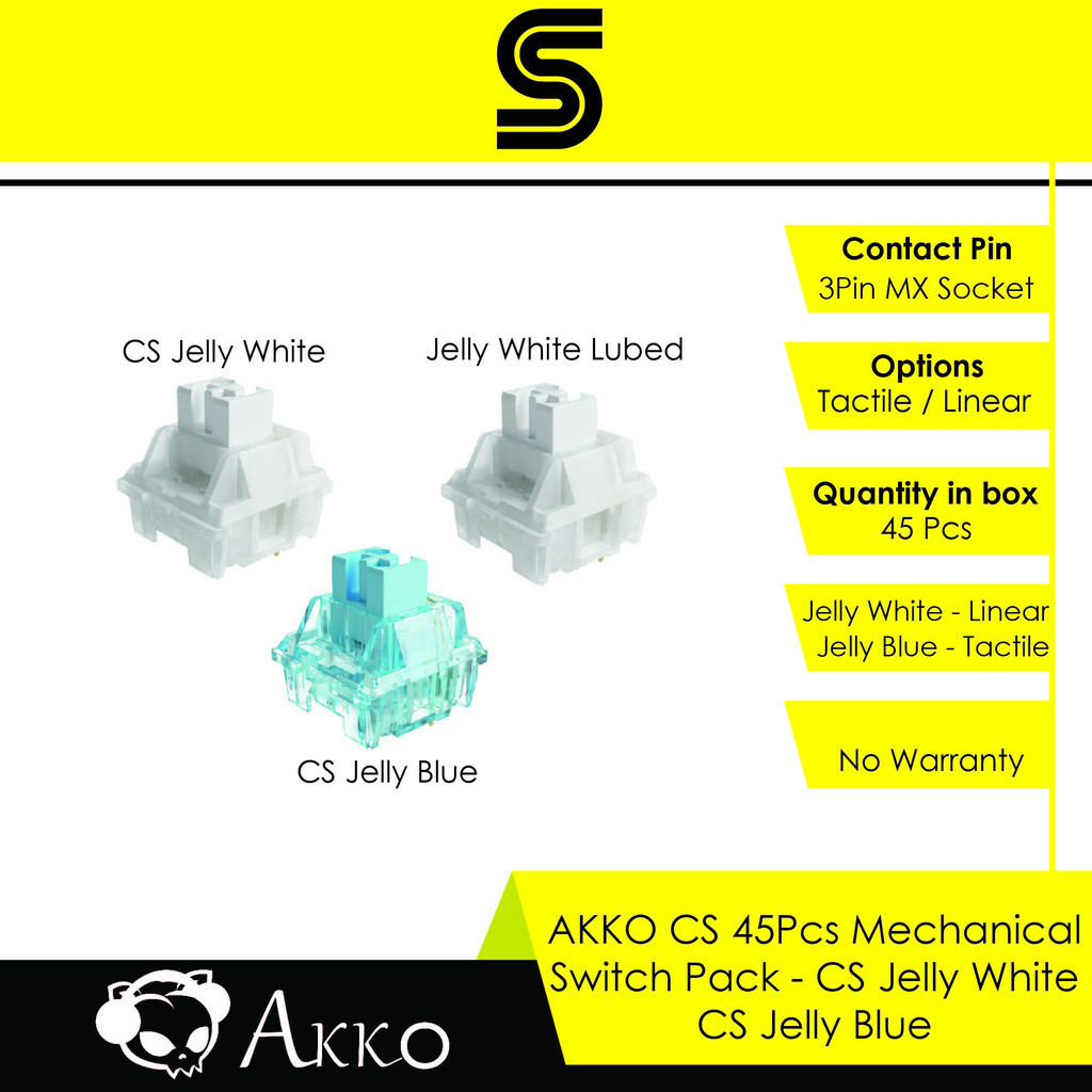 AKKO CS Mechanical Switches 45Pcs Per Pack (Jelly White/Jelly White ...