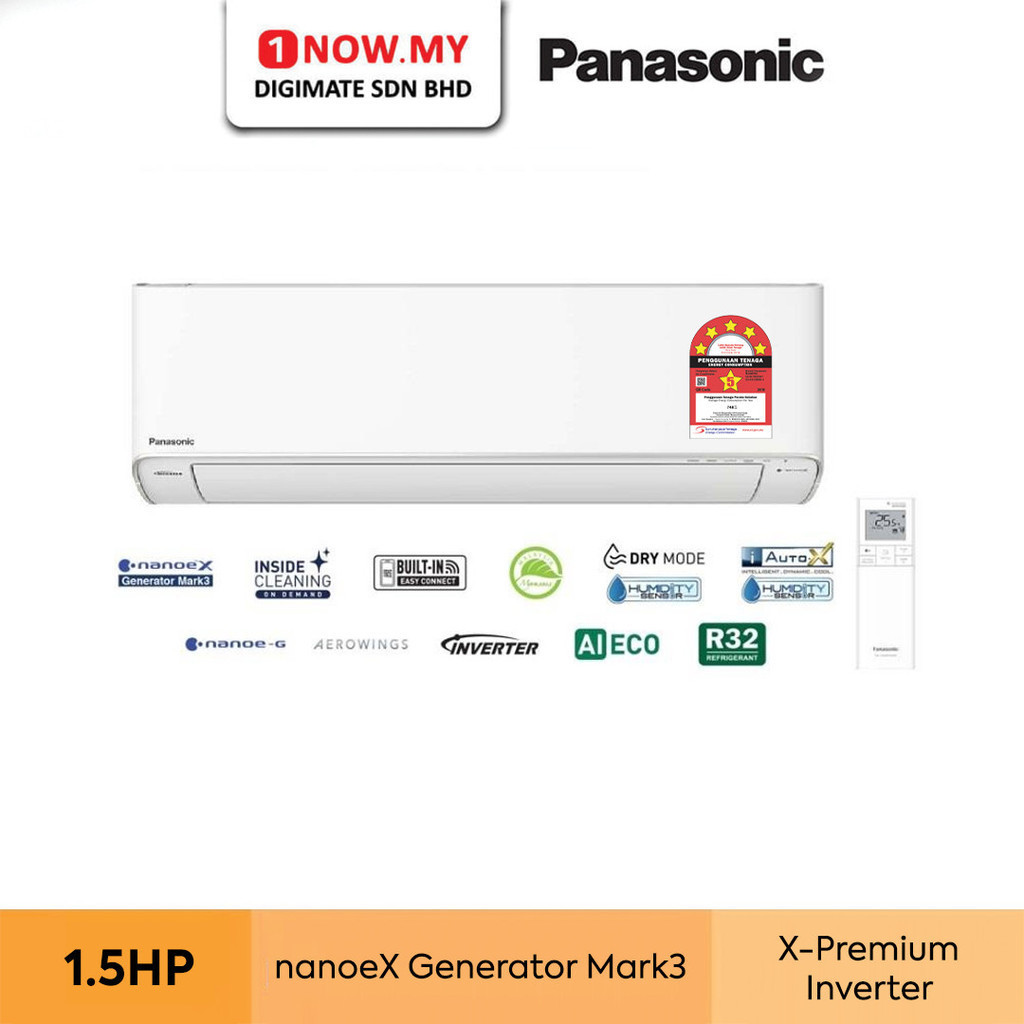 PANASONIC 1.5HP X-Premium Inverter Air Conditioner XU Series CS/CU-XU13ZKH | XU-ZKH Save Energy ...