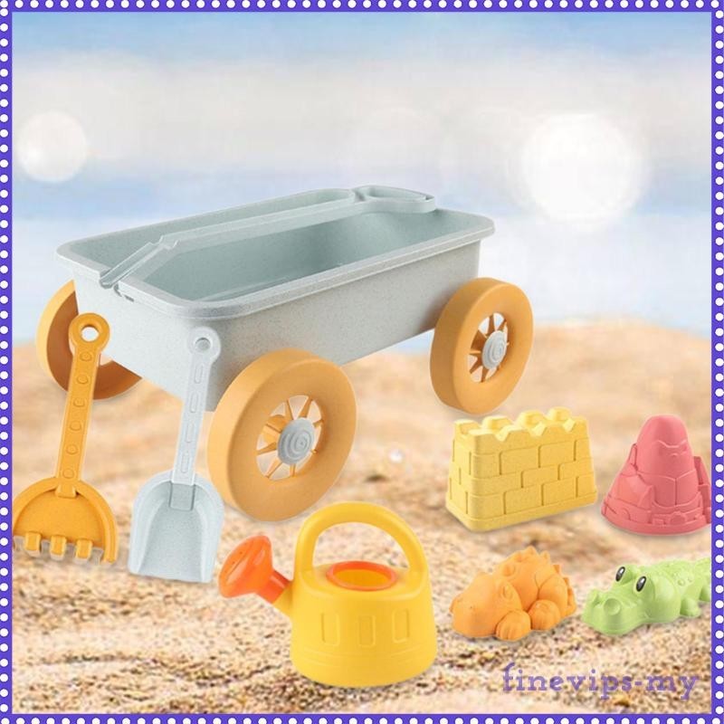 [FinevipsMY] 8 Pieces Sand Castle Beach Toys Sandbox Sand Cart Sand ...