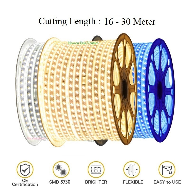 [ READY STOCK ]120LED/M SMD 5730 LED Strip Light AC 220V With Power ...
