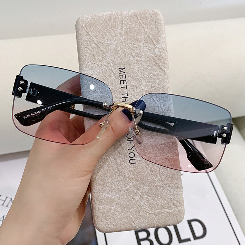 New trendy rimless sunglasses sunglasses Fashion slimming all match sunglasses Sunblock ...