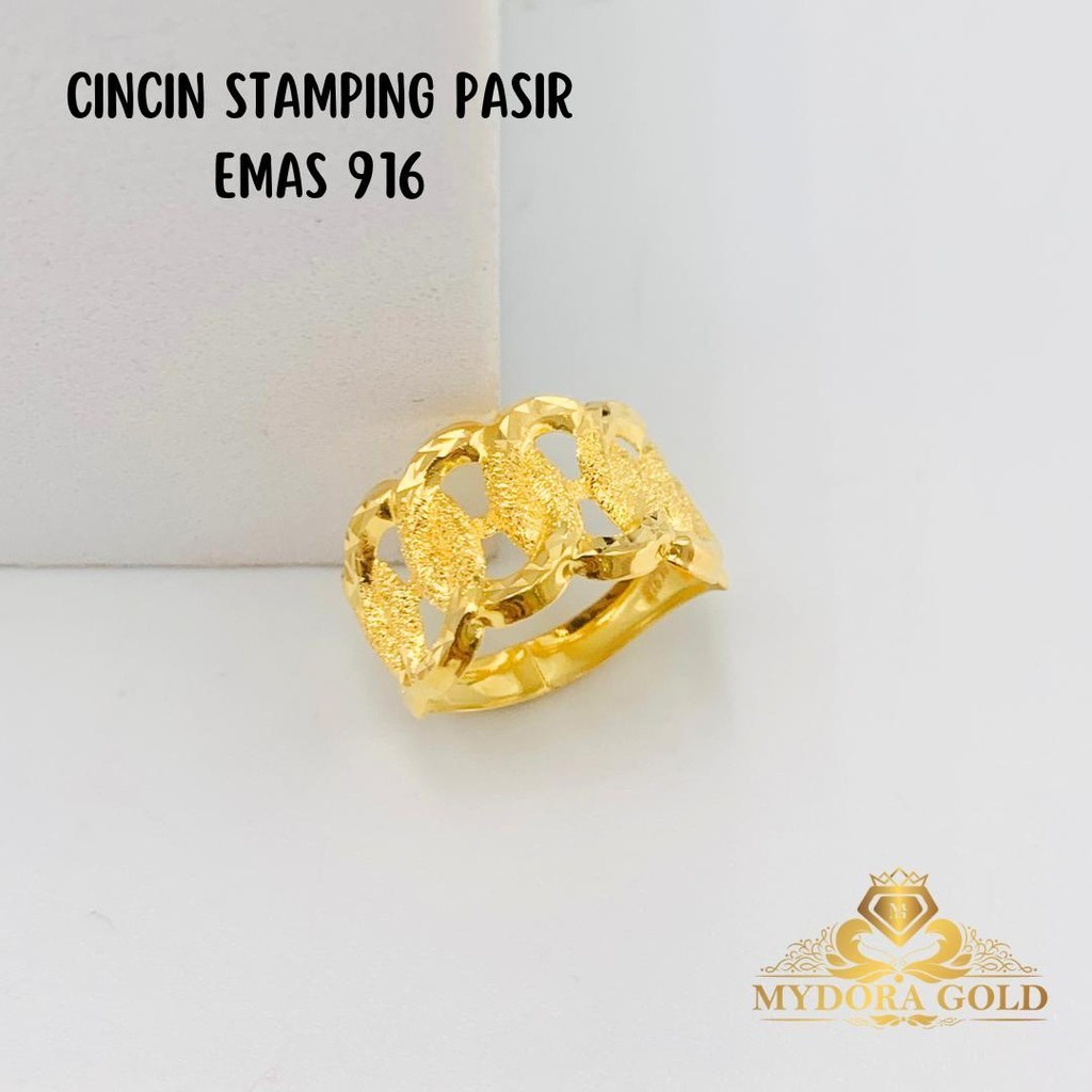 MYDORA Cincin Stamping Pasir l EMAS 916/22K | Shopee Malaysia