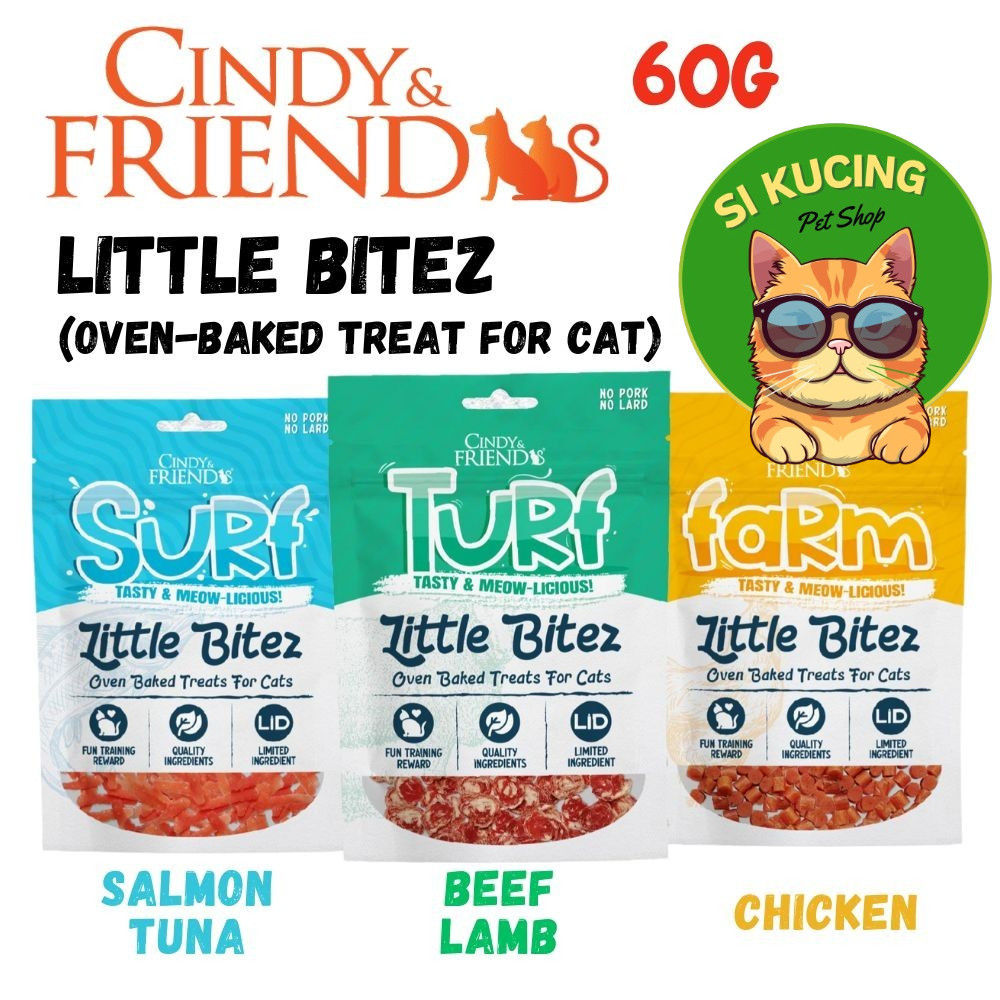 Cindy & Friends Little Bitez Cat Treats 60g (Chicken/Tuna/Salmon/Beef ...