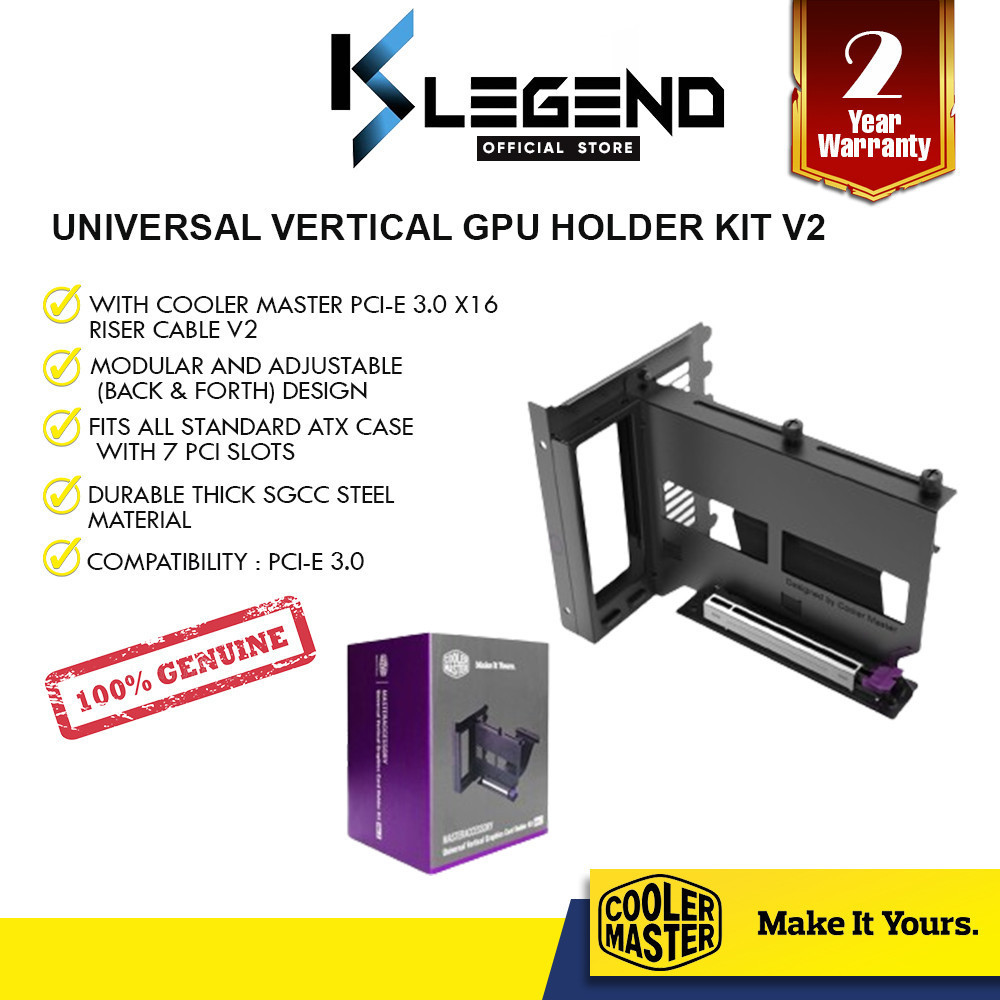 Cooler Master Universal Vertical GPU Holder Kit V2 with Riser Cable ...