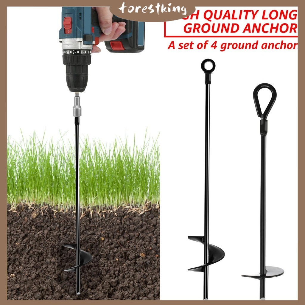 4Pcs Ground Anchors 18inch Spiral Earth Anchors Kit Heavy Duty Metal ...