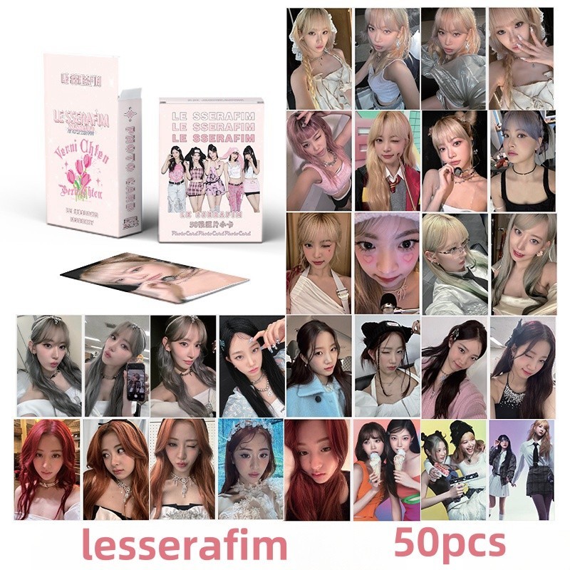 50-55pcs LE SSERAFIM Laser HOLOGRAPHIC LOMO Cards Sakura CHAEWON YUNJIN ...