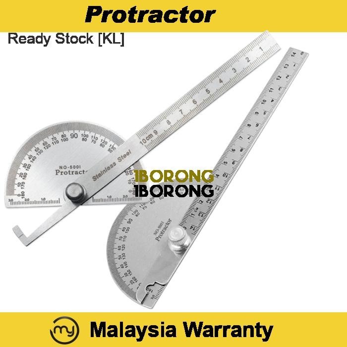 Stainless Steel 0-180 Degree Protractor Angle Measuring Ruler Tool ...