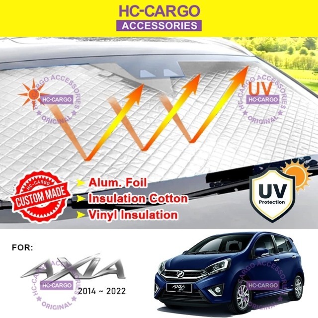 Perodua Axia 2014 - 2022 Front Windscreen 3 Layer Sun Shade 100% UV ...