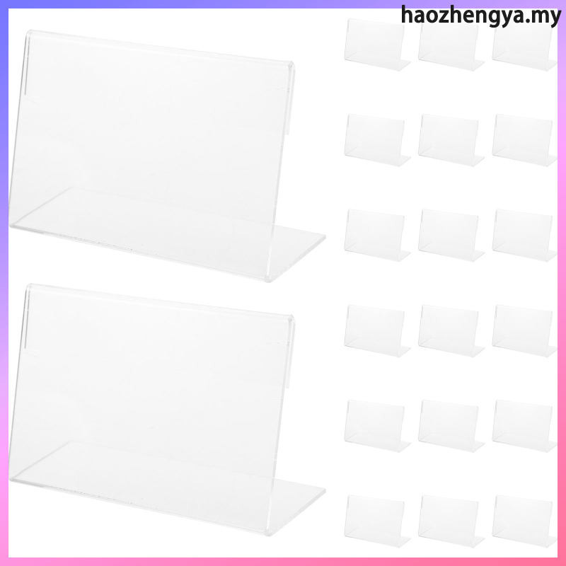 L Shape Sign Holders Display Acrylic Price Tag Clear Monitor Stand ...