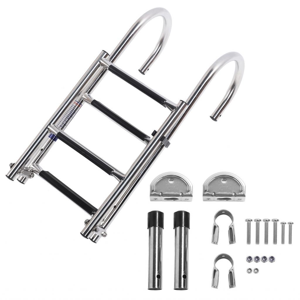 Kaobuy 4 Steps Folding Boat Ladder 316 Stainless Steel Prevent Slip ...
