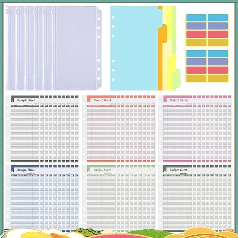 Expense Tracker Budget Sheets 60 Pcs with A6 6Pcs Binder Pocket & 5Pcs ...