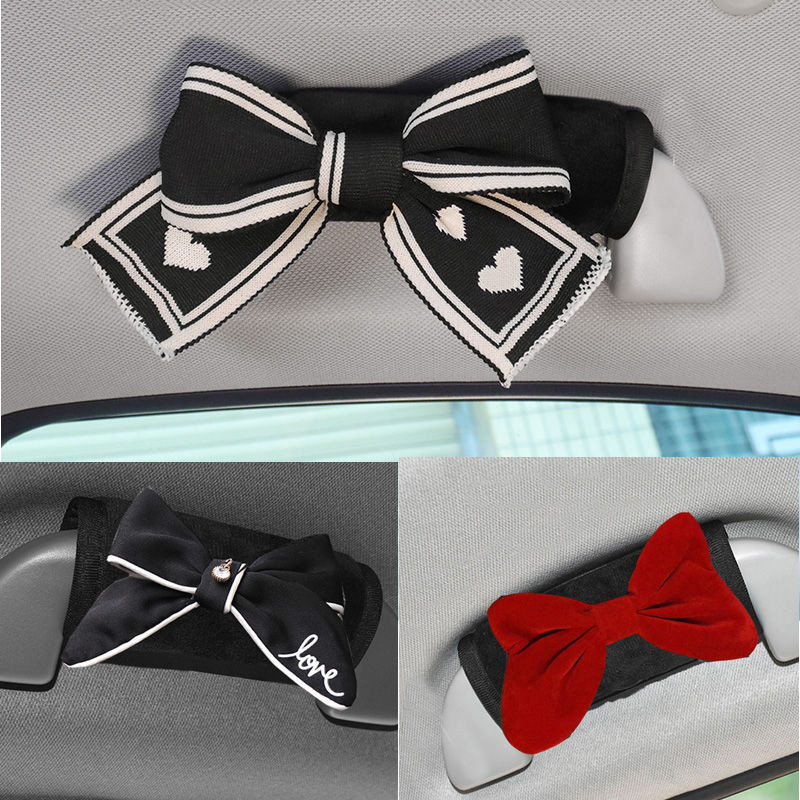 Car bow cute cartoon plush handbrake set, car handle protection set ...