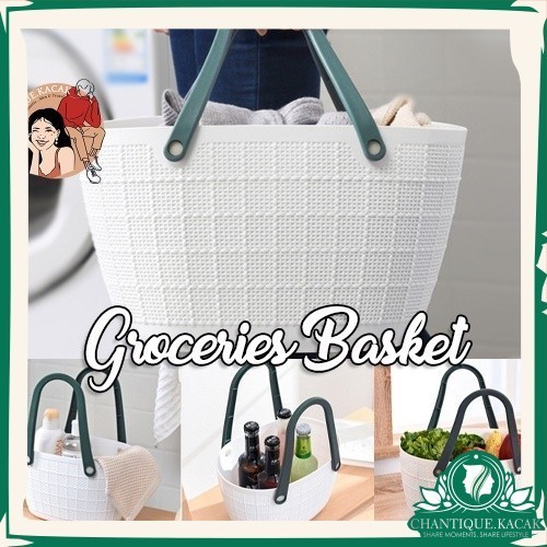 ChK Bakul Raga Bujur Pemegang Oval Shape Basket Plastic Ratan Hard ...