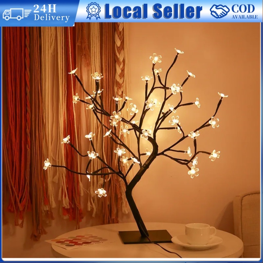 Fairy Tree Night Light with 24/48 LED Decorative Cherry Blossom Tree ...