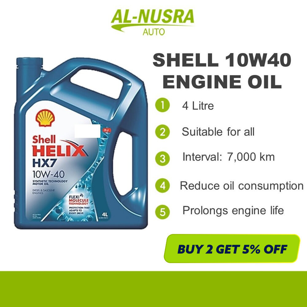 SHELL 10W40 ENGINE OIL HELIX HX 7 4L MINYAK HITAM SEMI SYNTHETIC 10W-40 ...