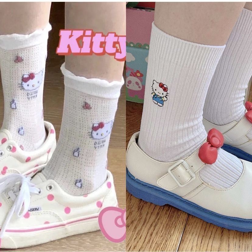 It's Beautiful Socks Long Tube Breathable Hello kitty Student ins Cute ...