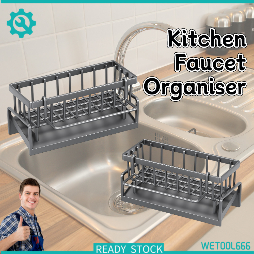 Kitchen Faucet Organiser Sponge Rack for Sink Drain Rack Sink Rack Rak ...