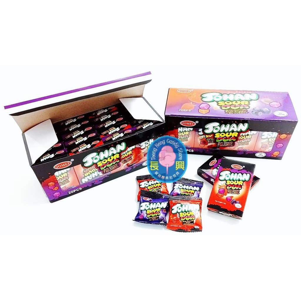 Jomei 20pcs JOHAN SOUR DUA (Strawberry+Grape) / SOUR FIZZY (Cola+Lemon ...