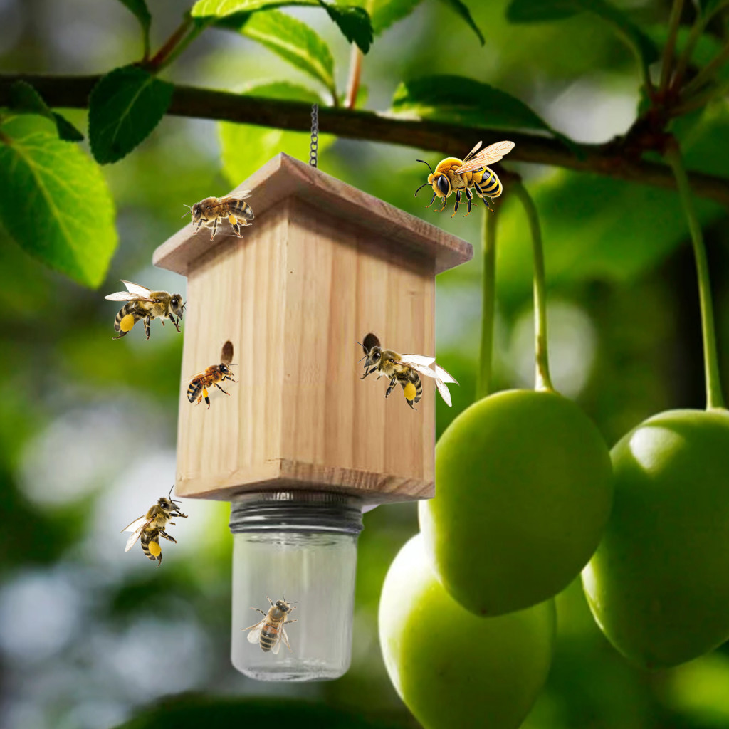 Protect Home from Insect Damage Cube Shape Wooden Bee Trap Box Easy ...