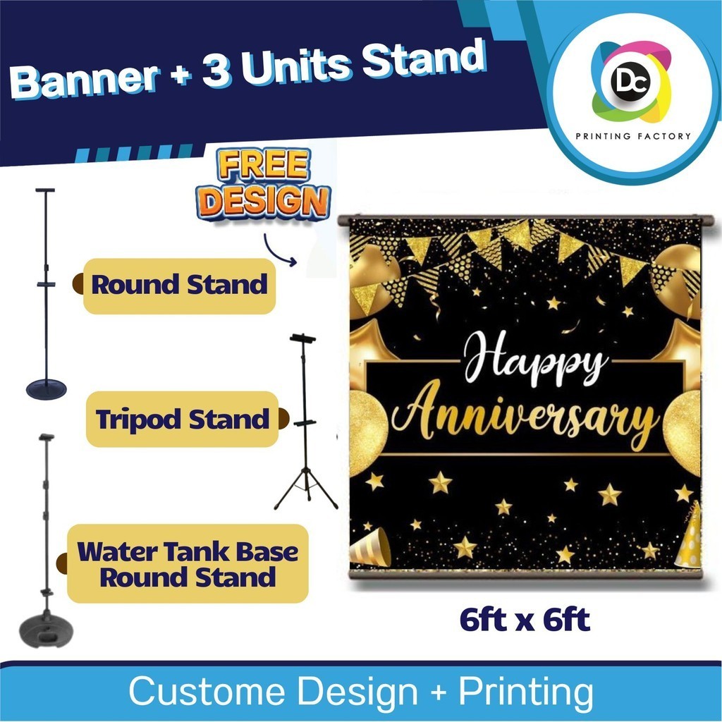 Banner 6ft x 6ft with Banner Bunting Poster Stand /Backdrop Printing ...