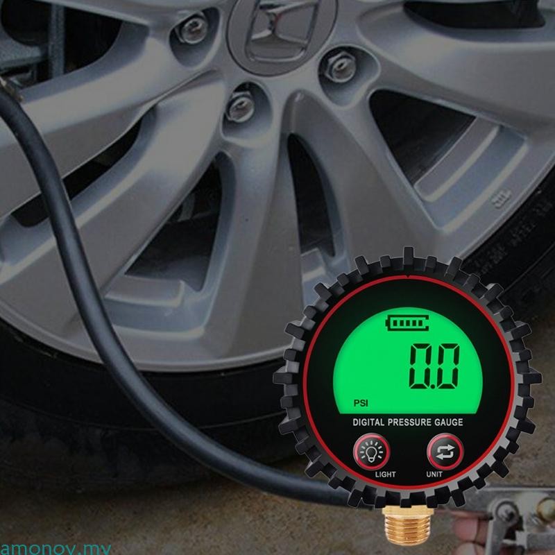 amonoy Dial Size Digital Pressure Gauge 0-255 Psi Kpa Bar kgf cm² Lower Mount LED Light Display ...