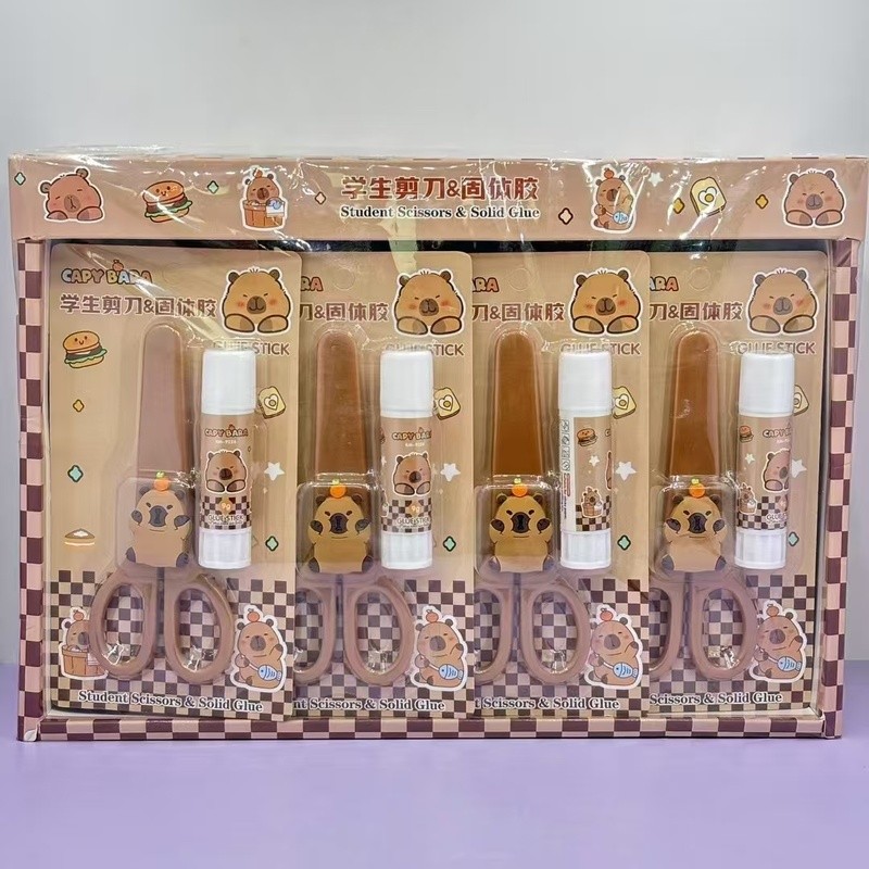 2Pcs/Set Capybara Scissors With protective case Cartoon Solid Glue ...