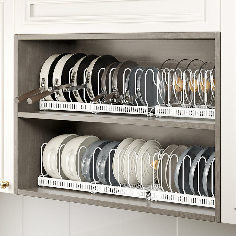 Kitchen Cabinet Adjustable Retractable Pot Lid Rack Put Dishes Pot ...