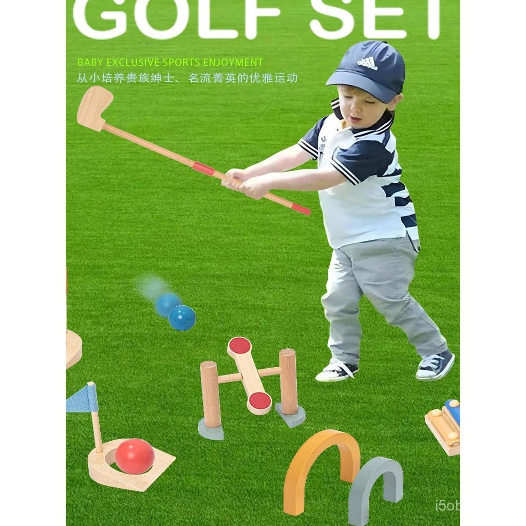 Simulasi Kayu Kanak-kanak Set Golf Mainan Bola Pintu Sukan Senaman ...