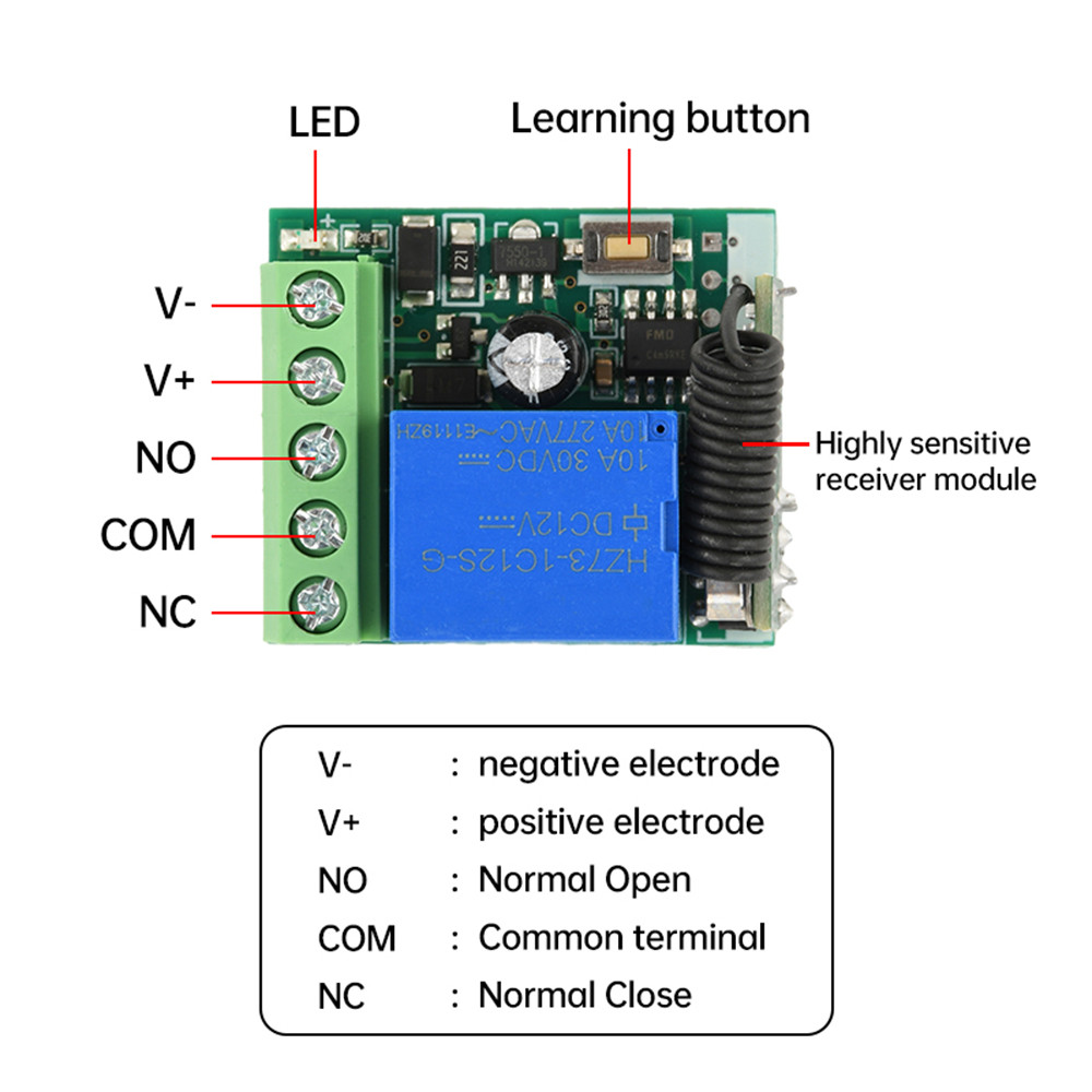 DIYMORE DC 12V 433Mhz Universal Wireless Remote Control Switch, 1 ...