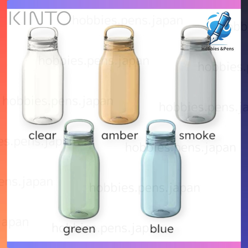 KINTO water bottle glass tumbler 300ml/500ml/950ml clear/amber/smoke/blue/green Japan made ...