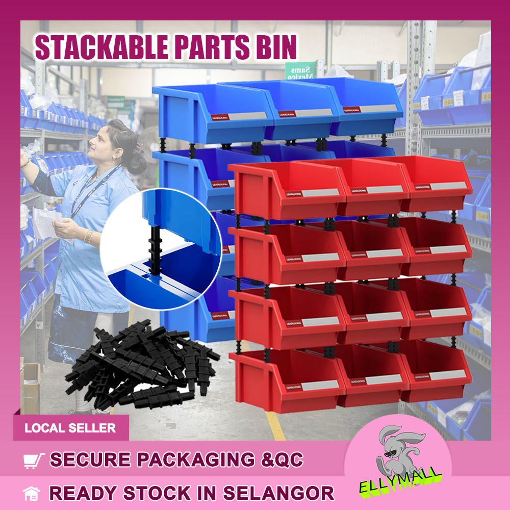 Stackable Tool Parts Container Box Bekas Kotak Penganjur Penyimpanan ...