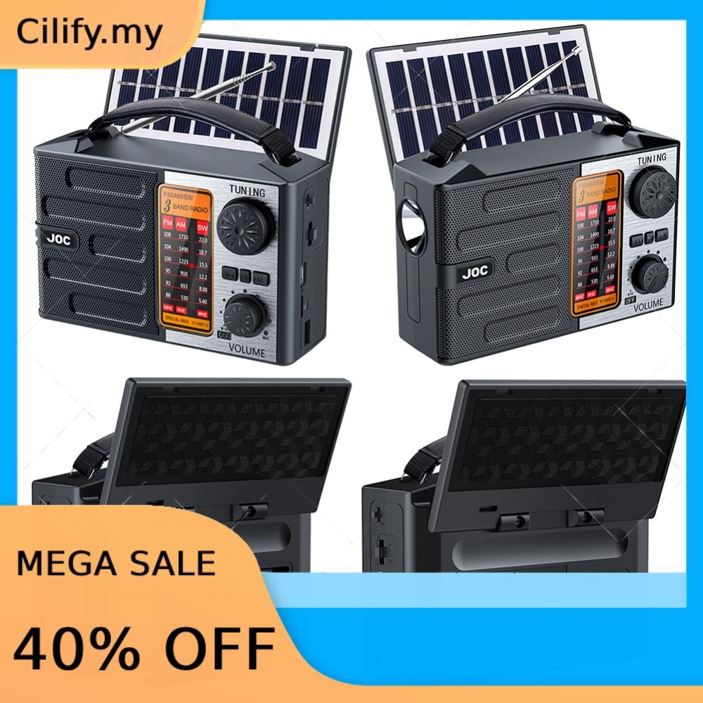 Solar Radio with LED Flashlight & BT Speaker Portable AM FM SW Radio ...