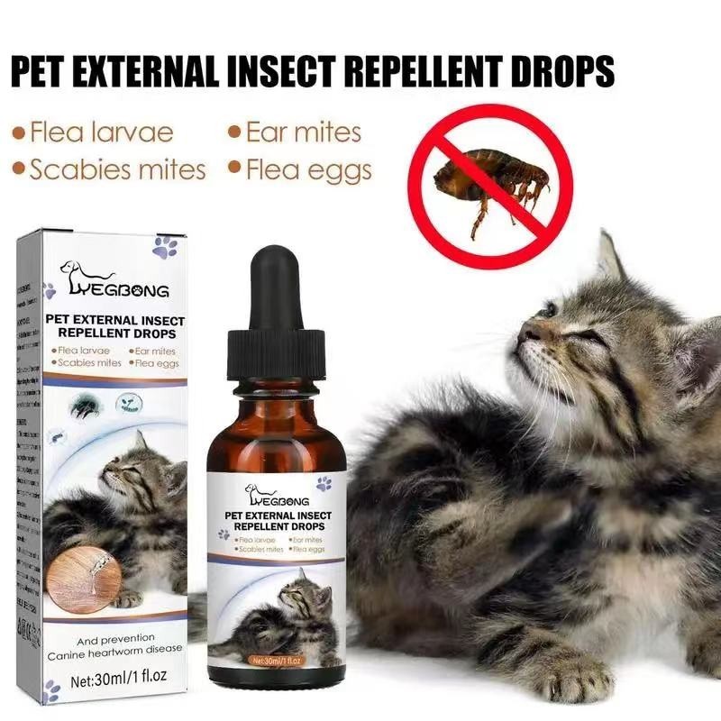 Pet External Insect Repellent Drops, Dog and Cat Drops Spray To Clean ...