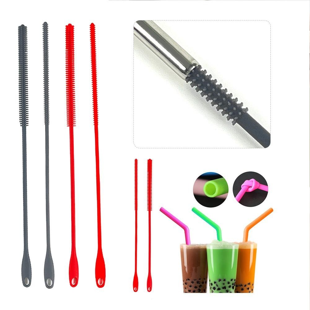Silicone Straw Brush Extra Long Straw Cleaning Brush Reusable Travel ...
