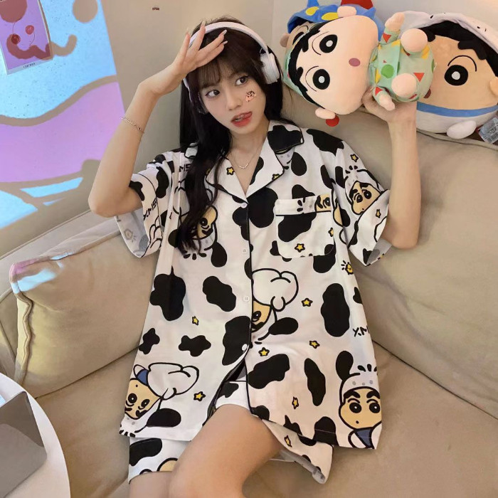 Plus Fat Plus Size Pyjamas Women Baju Tidur Wanita Loose Cow Crayon ...