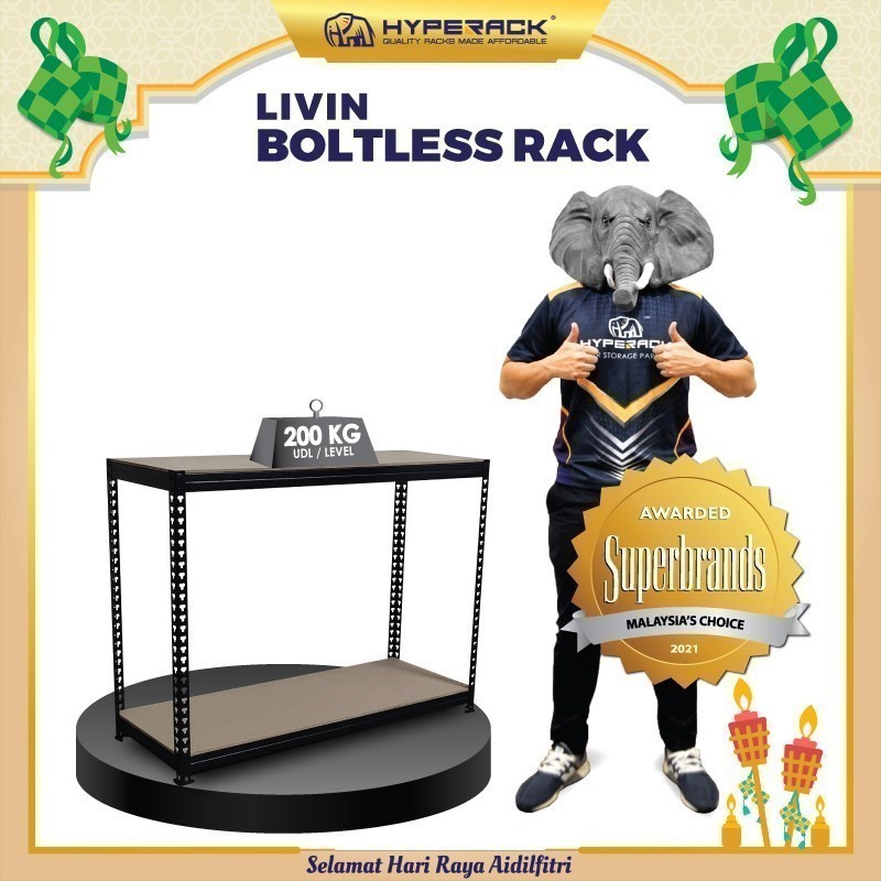 SUPERACK Livin Rack Black Boltless Rack 2 Levels Shelf Rack Storage ...