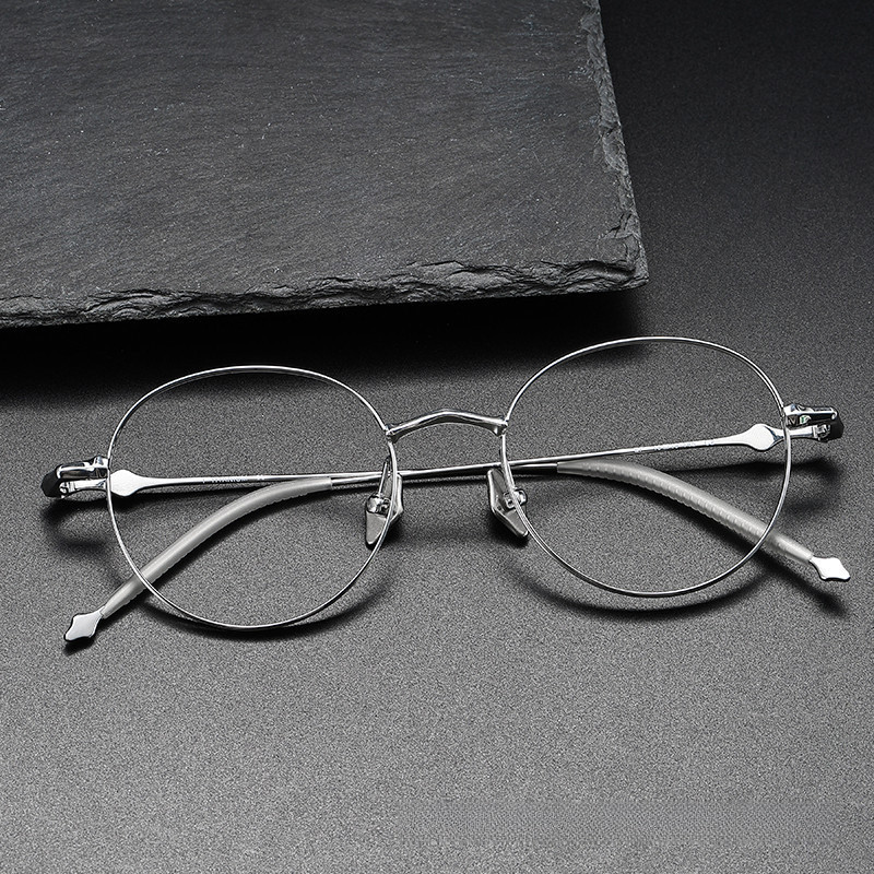 135mm Oval Pure Titanium Glasses Frame Men Women Ultra Light Small Face ...